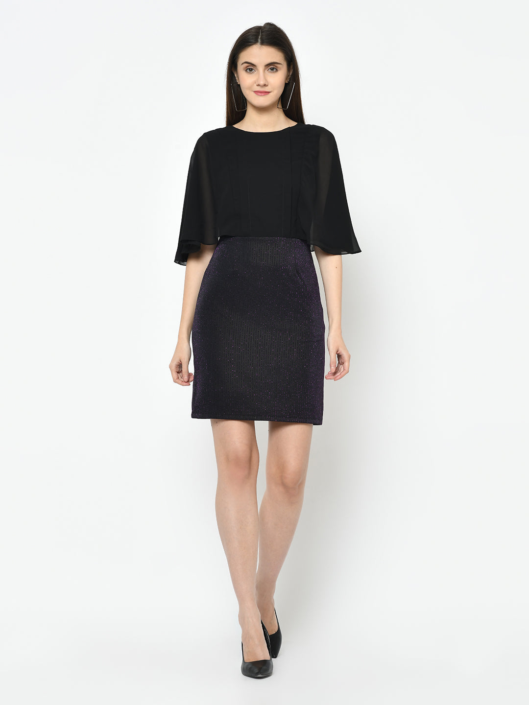 Black Half Sleeves 2 Fir 1 With Shimmer Dress