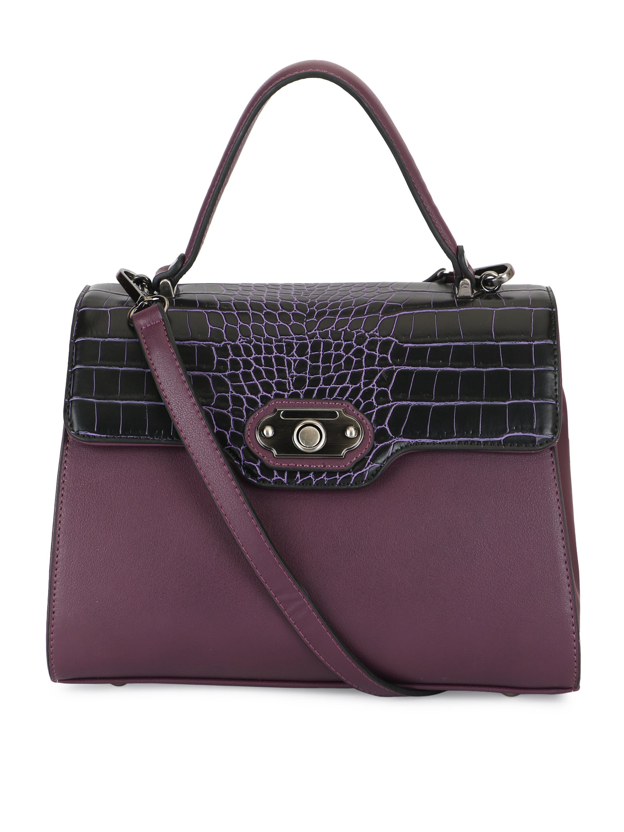Croco Purple Formal Bag