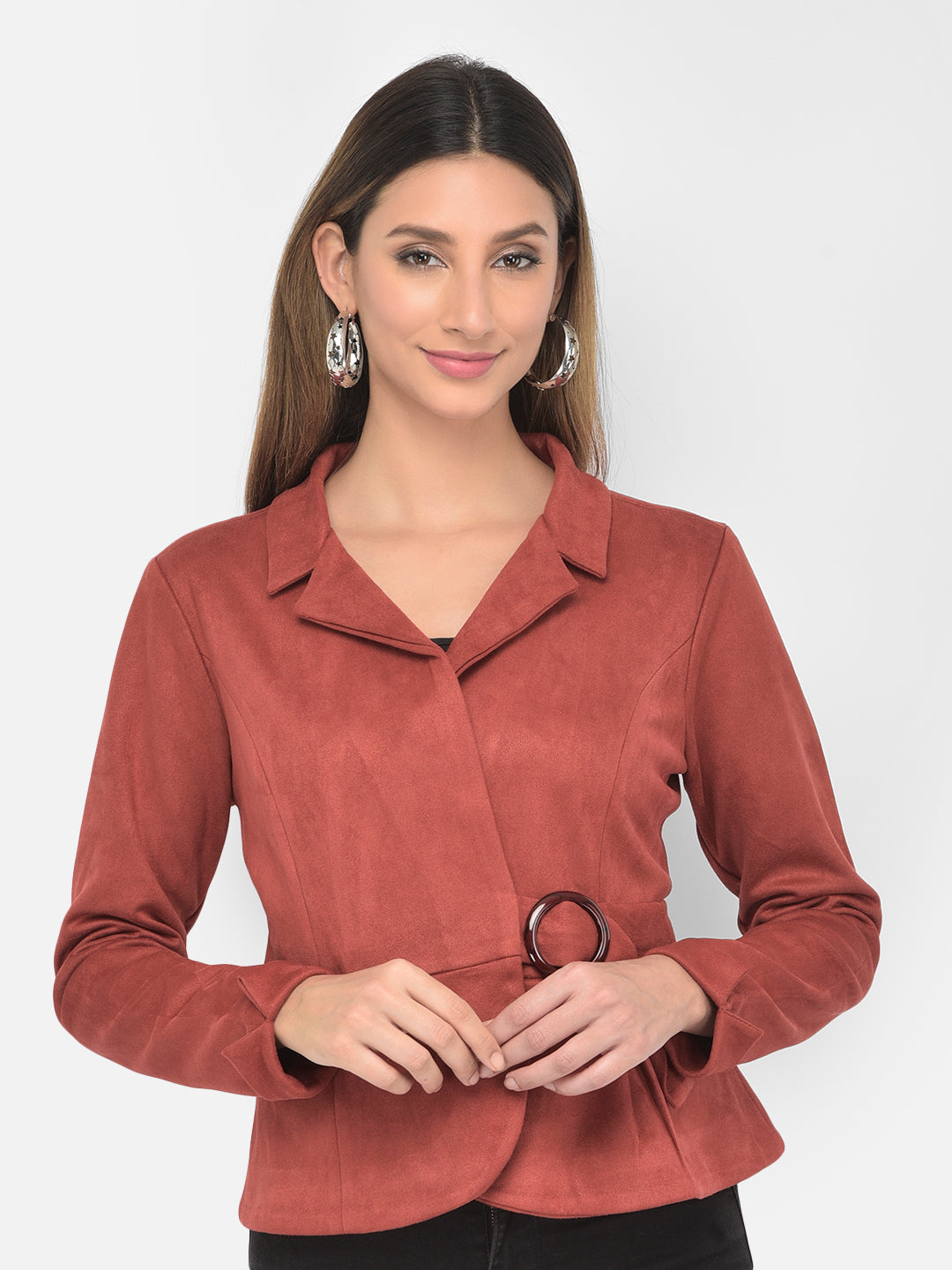 Rust Full Sleeve Wrap Jacket