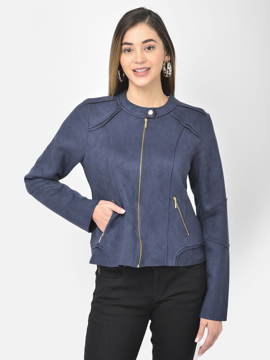 Blue Navy Full Sleeve Straight Jacket